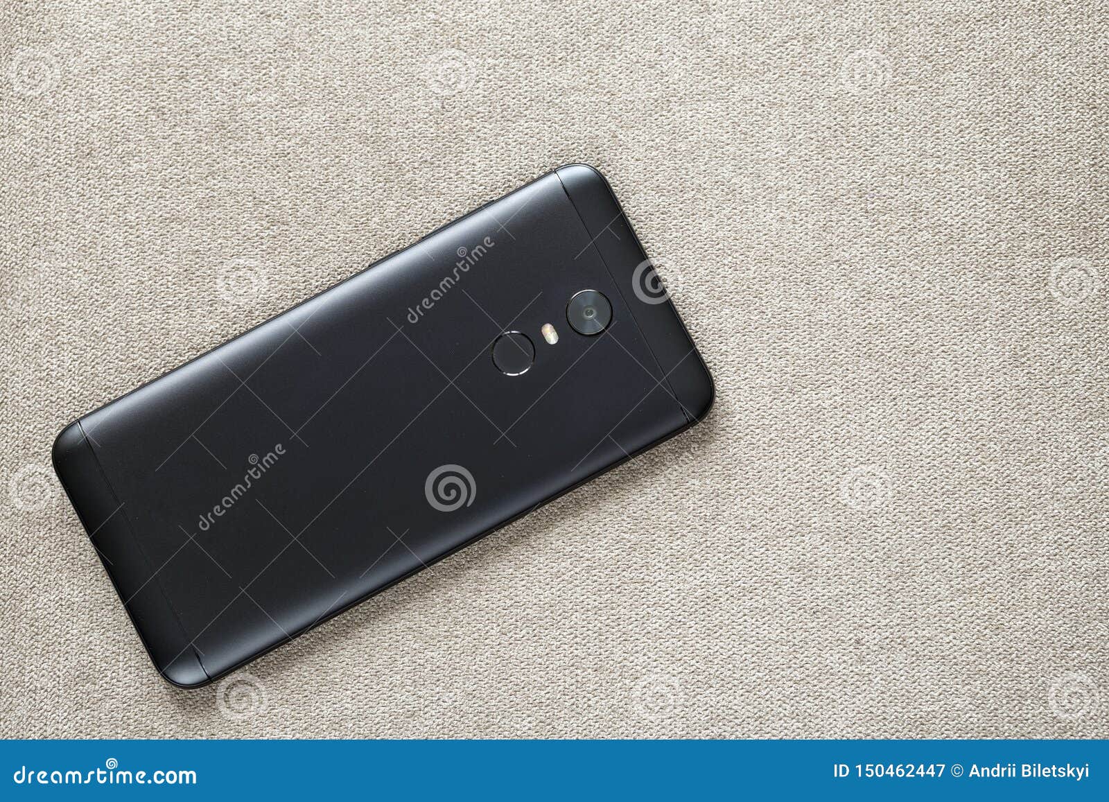 Back Side of Black Cellphone Isolated with Security Thumb Fingerprint ...