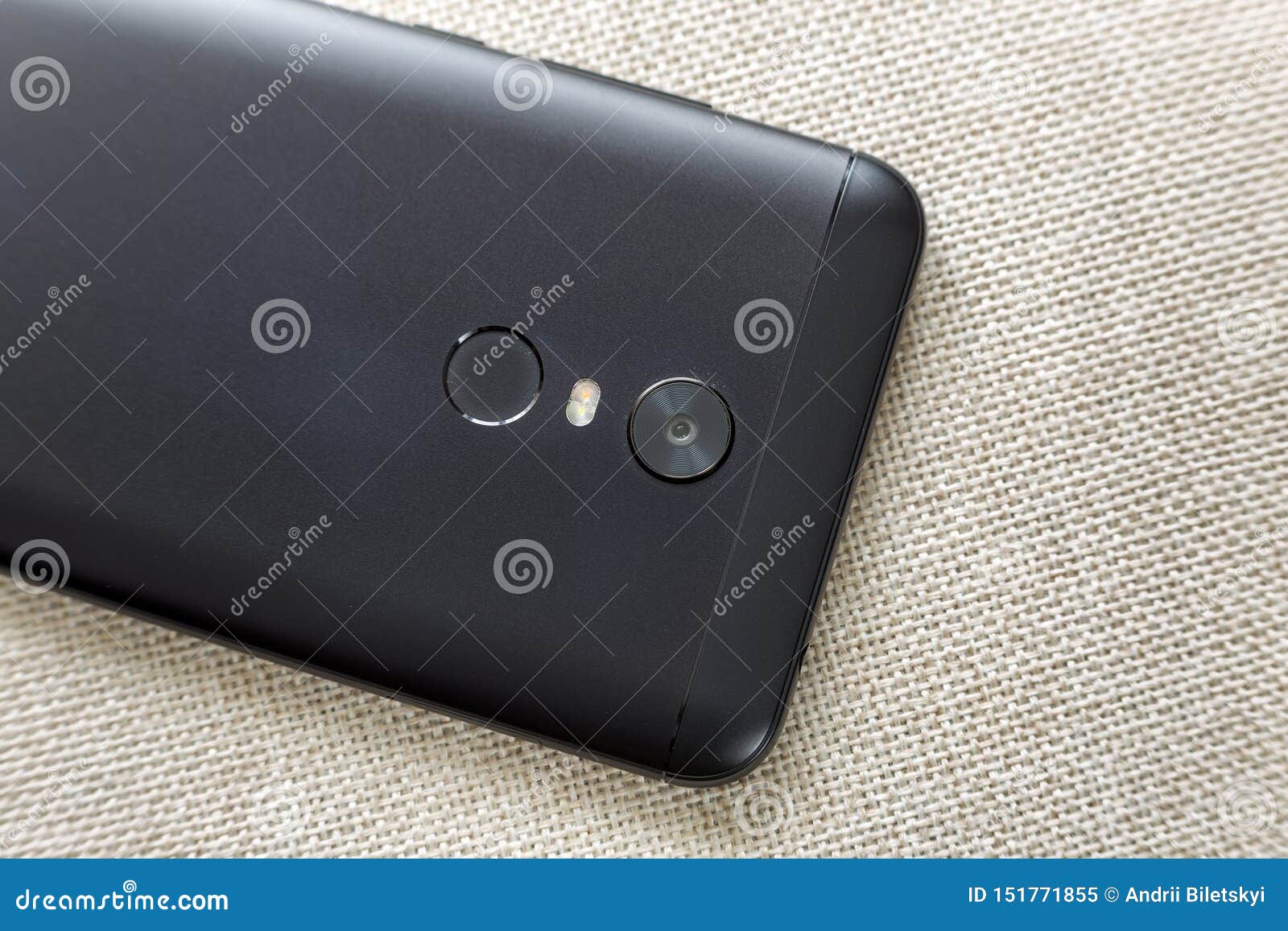 Back Side of Black Cellphone Isolated with Security Thumb Fingerprint ...