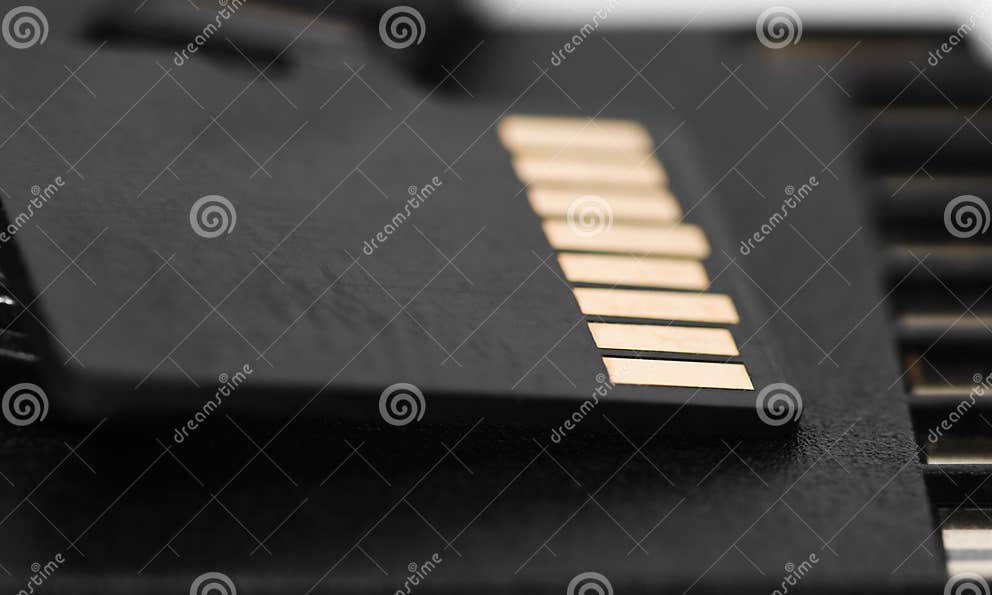 Back Side of Black SD Memory Card. Computer Equipment Stock Photo ...