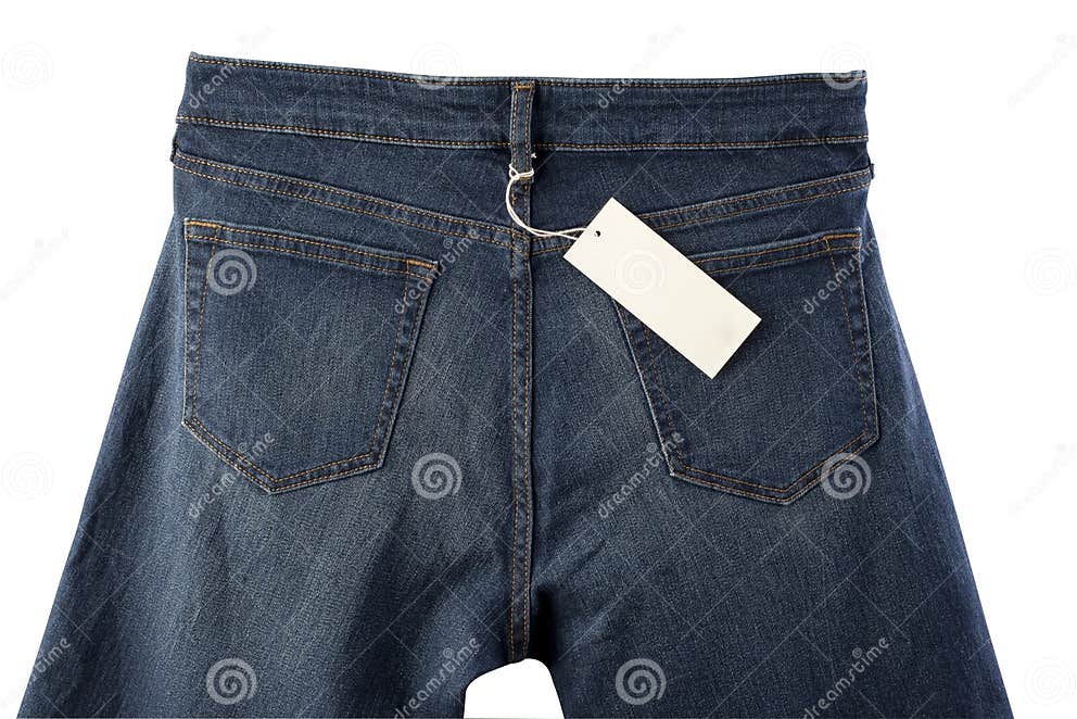 Back Side of Blue Jeans with Tag Stock Photo - Image of color, fabric ...