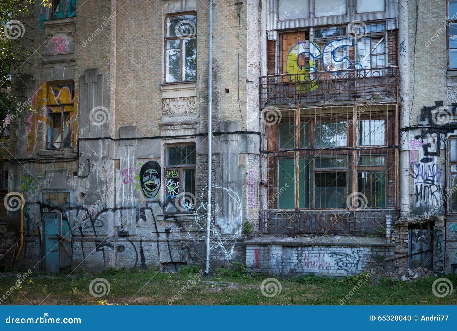 Back Side of Building with Graffiti Stock Photo - Image of slum ...