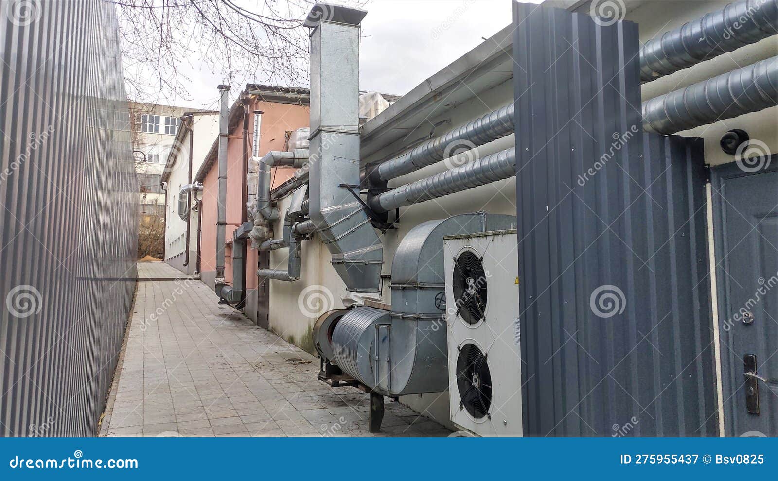 On the Back Side of the Building Near the Walkway There is a Tile Paved ...