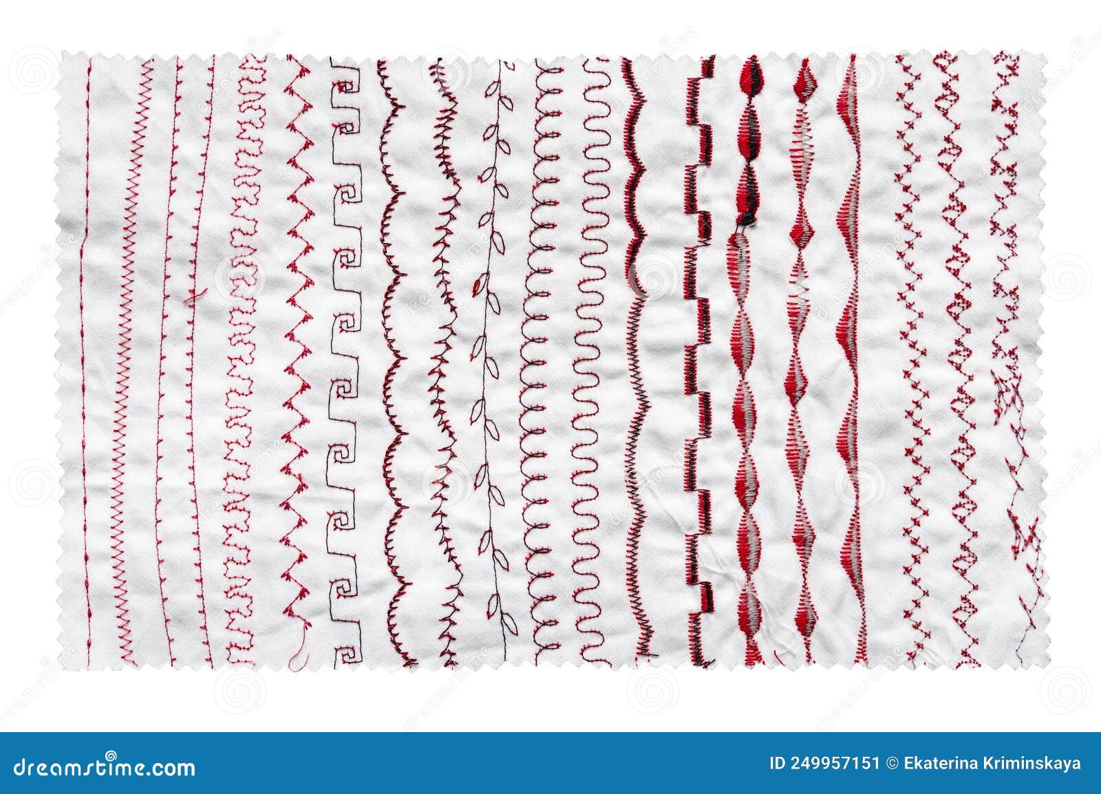 Back Side of Cloth with Samples of Stitches Cutout Stock Image - Image ...