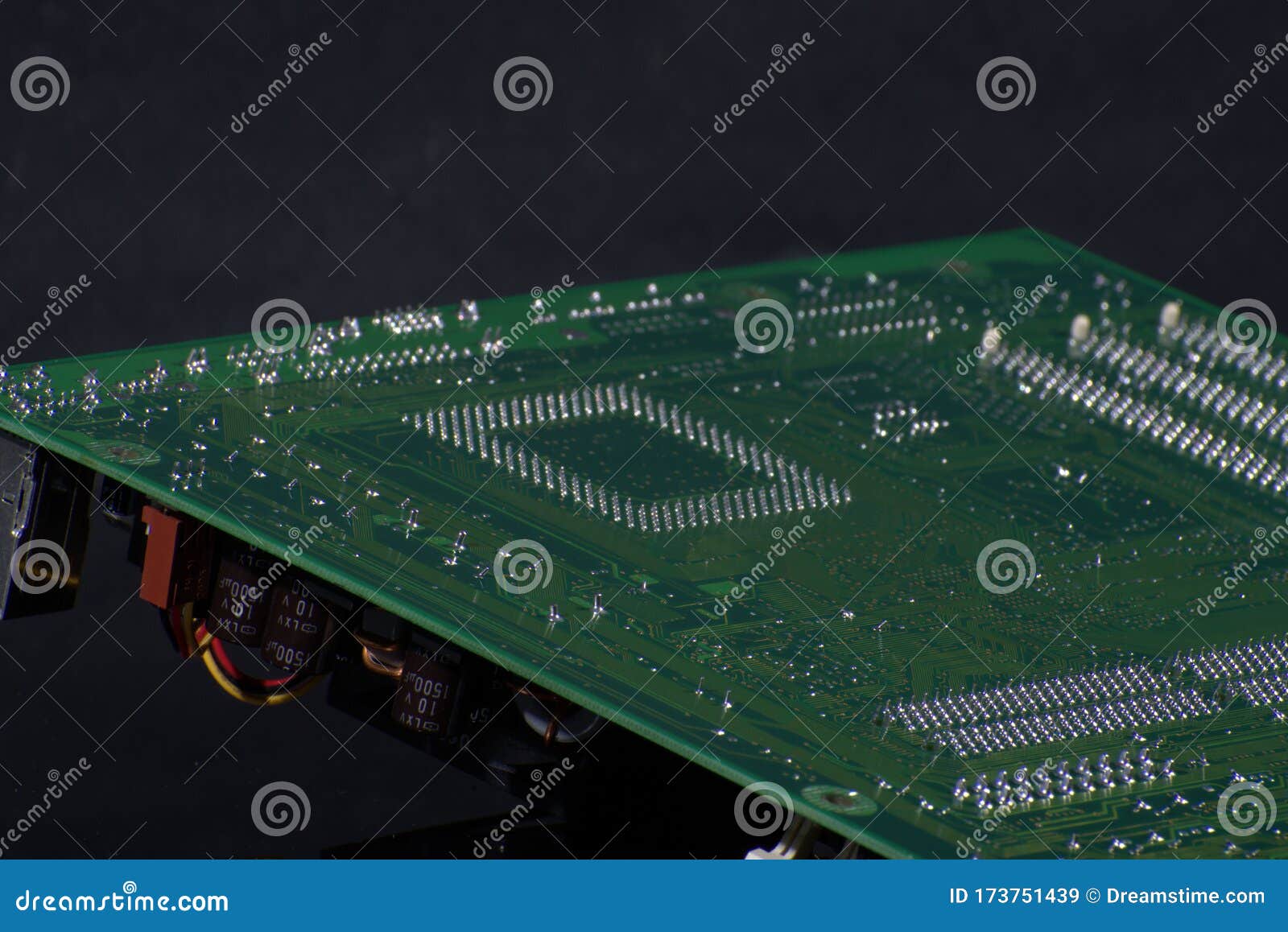 Back Side of a Computer Motherboard on a Glass Table Top Stock Image ...