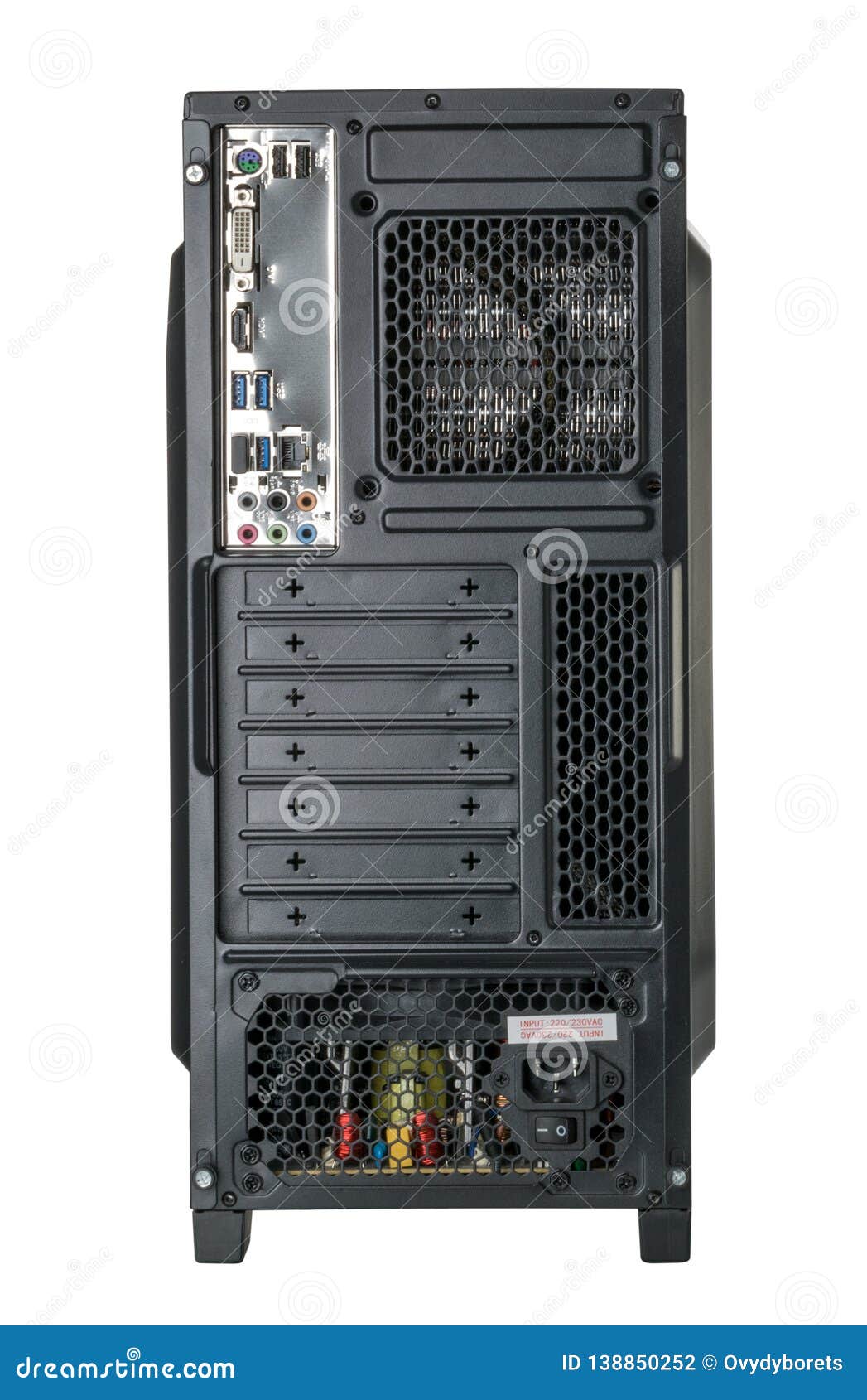 Back Side Computer System Unit Isolated Clipping Path Stock Photo ...