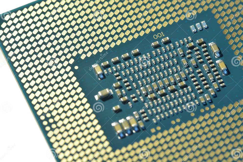 Back Side of a CPU with Connectors and Chips Stock Photo - Image of ...