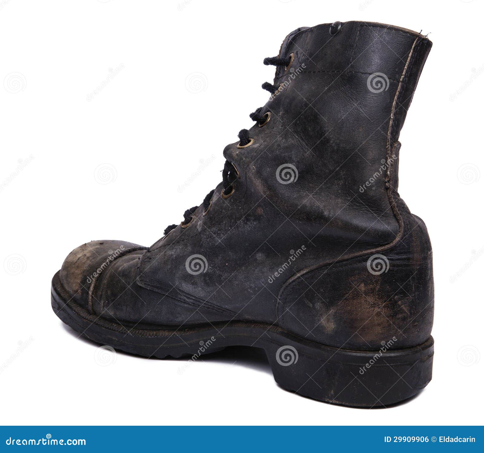 Isolated Used Army Boot - Diagonal Heel Stock Photo - Image of dust ...