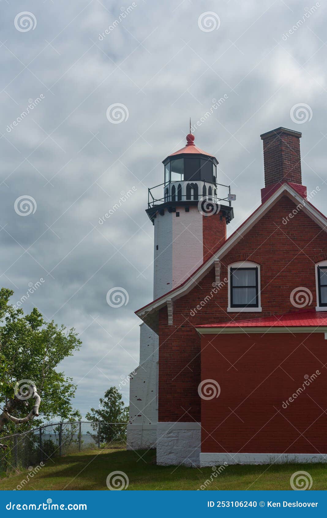 Back Side of the Eagle Harbor Lighthouse in Eagle Harbor Michigan Stock ...
