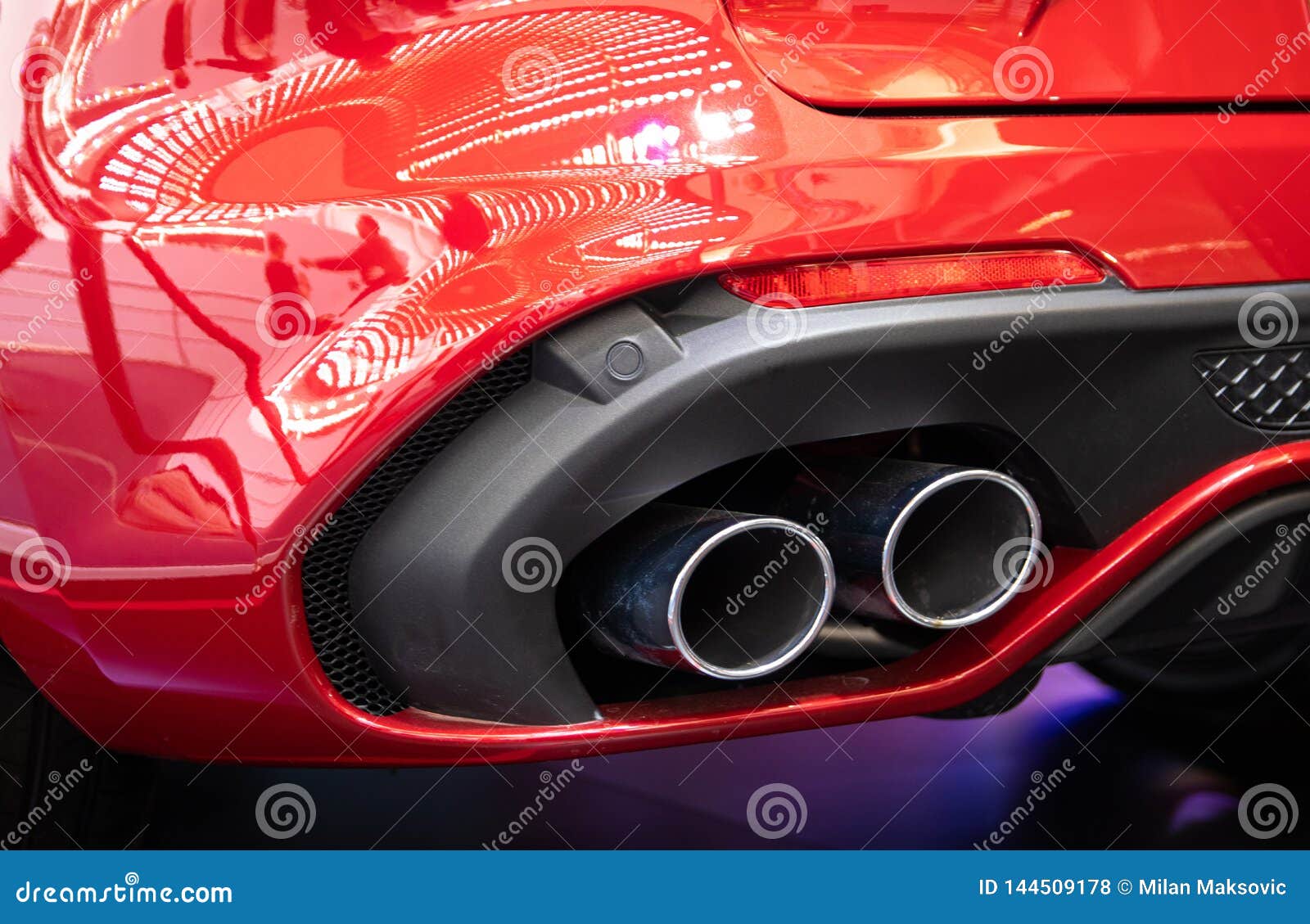 Back Side and Exhaust Pipe of Modern Car Stock Photo - Image of display ...