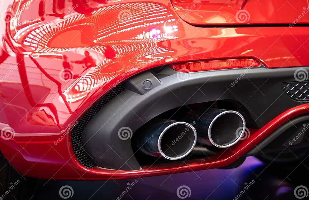 Back Side and Exhaust Pipe of Modern Car Stock Photo - Image of display ...