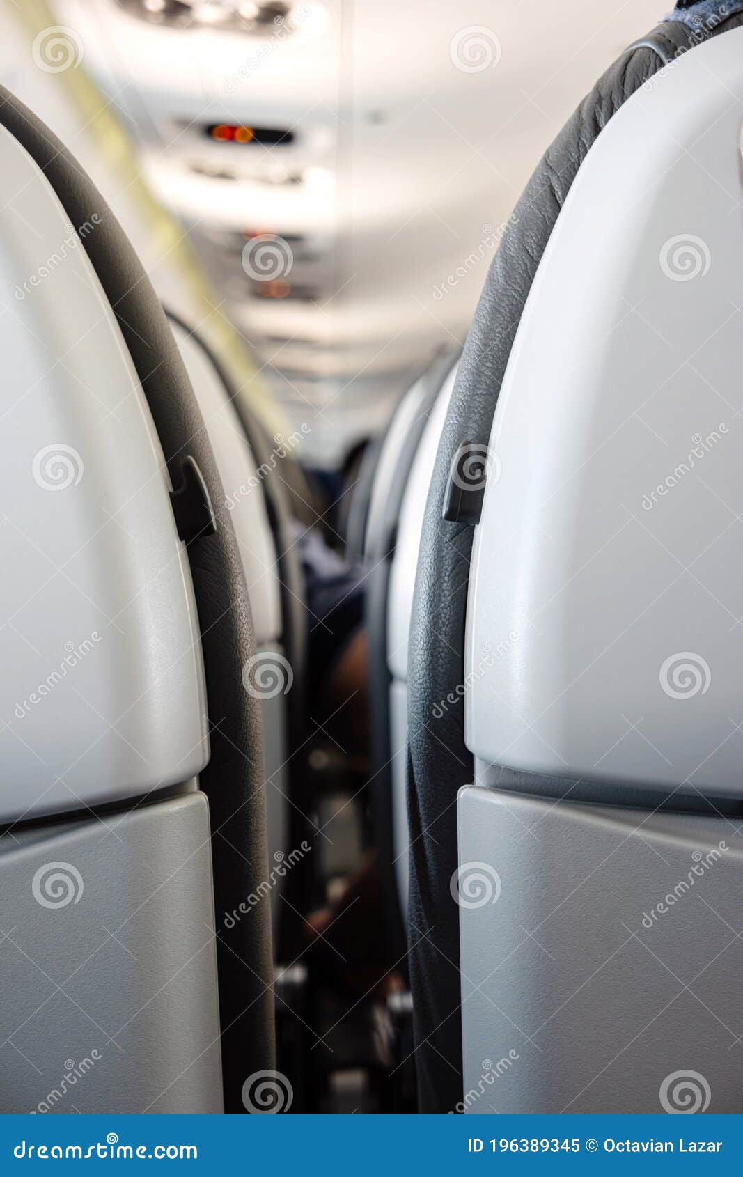 Back Side of Generic Airplane Seats Next To Each Other Shallow Depth of ...