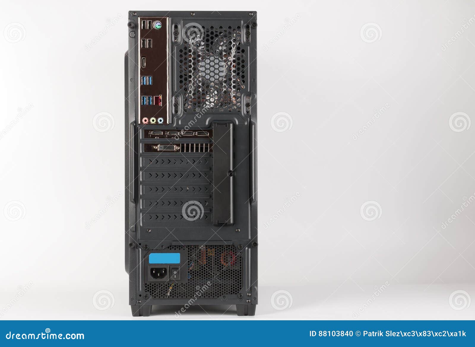 Back Side of Midi Tower Computer Case Stock Photo - Image of black ...