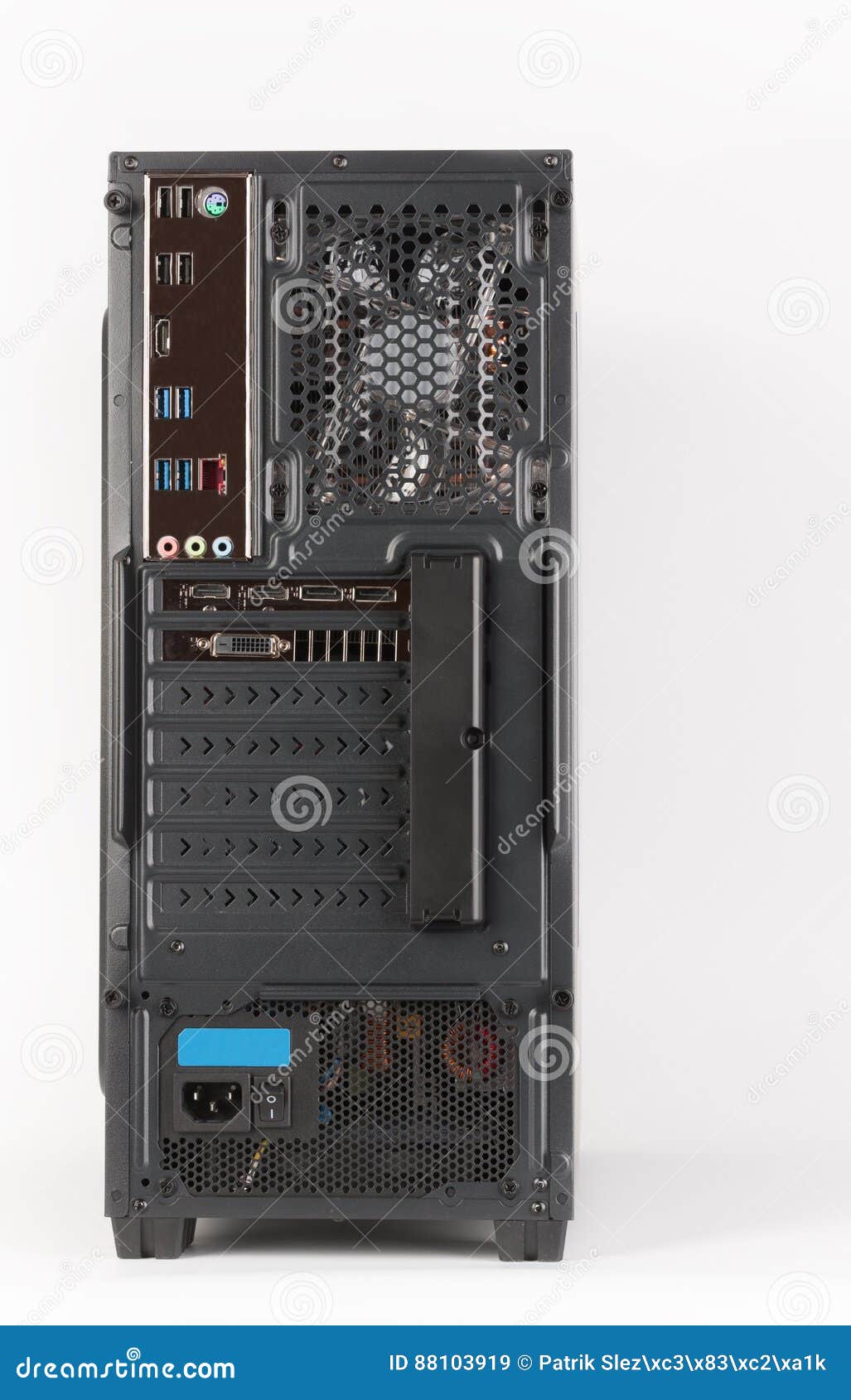 Back Side of Midi Tower Computer Case Stock Image - Image of port, chip ...
