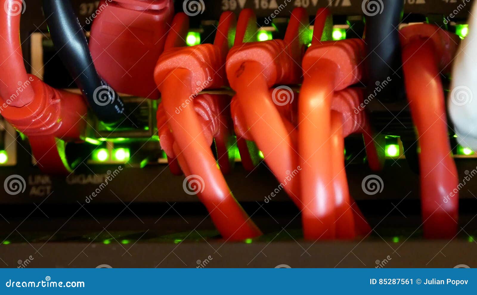 Back Side of Modern Working Data Center Servers with Cables - Cloud ...