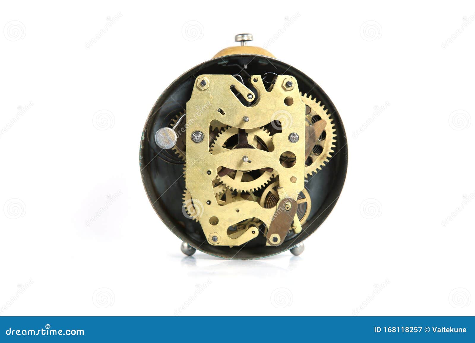 Back Side of Old Mechanical Table Clock Isolated on White Background ...