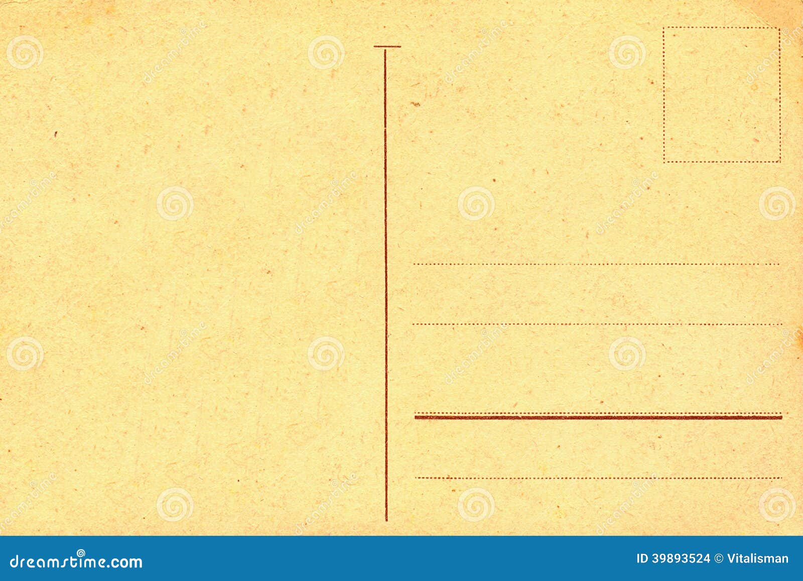 Back side of old postcard stock photo. Image of horizontal - 39893524