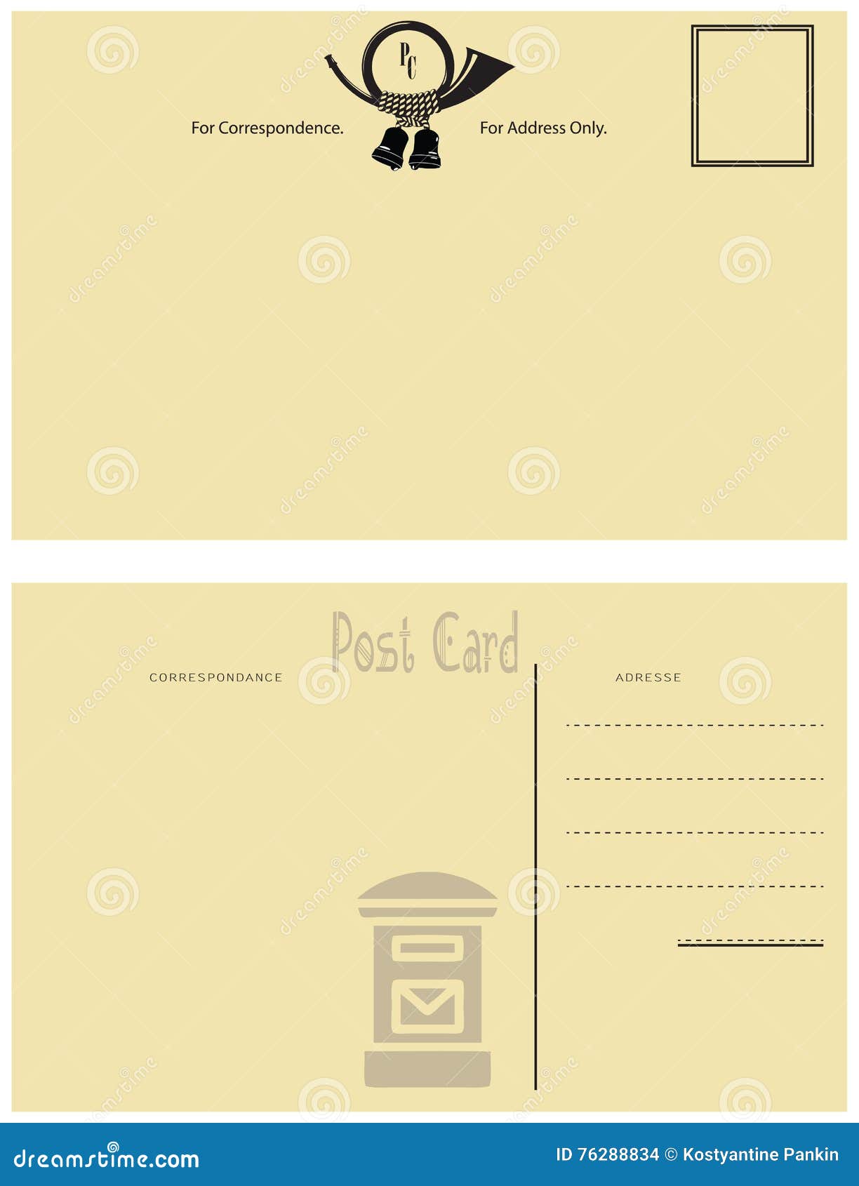 Back side of old postcards stock vector. Illustration of postmark ...