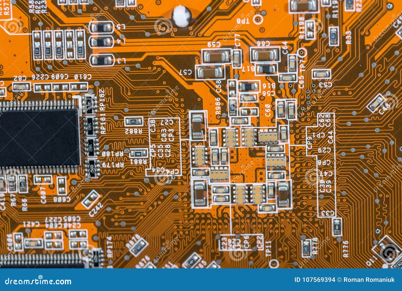 Back Side of a Old Red Circuit Board Stock Photo - Image of engineering ...