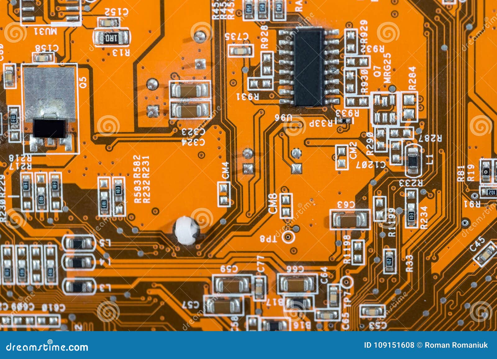 Old Red Circuit Board. Close Up Stock Photo - Image of concept ...