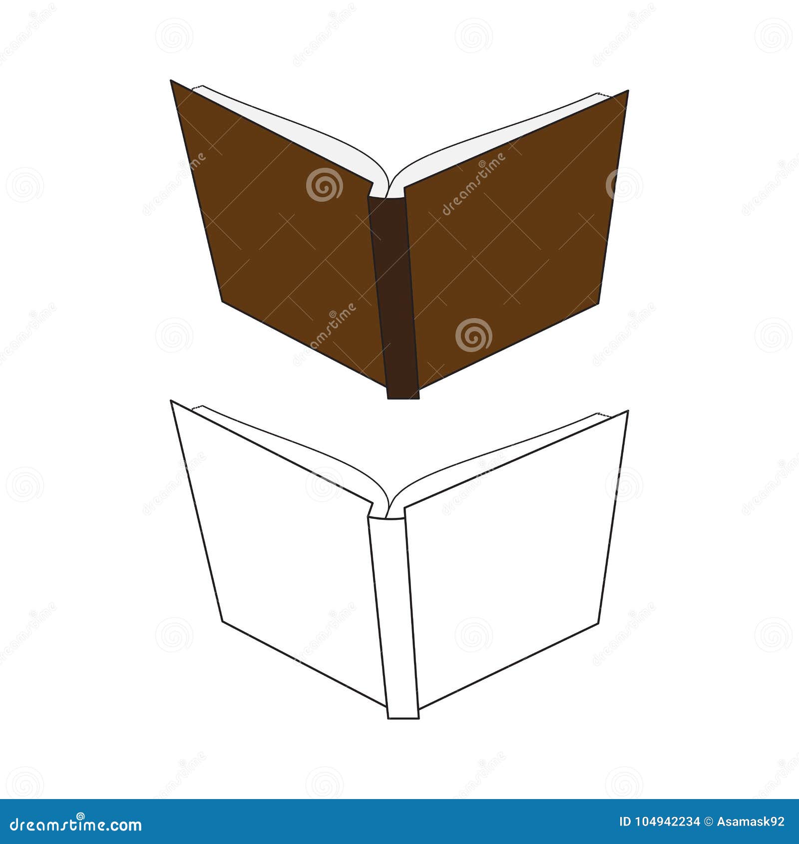 Back Side Open Book Hard Cover. Vector Illustration. Vector ...