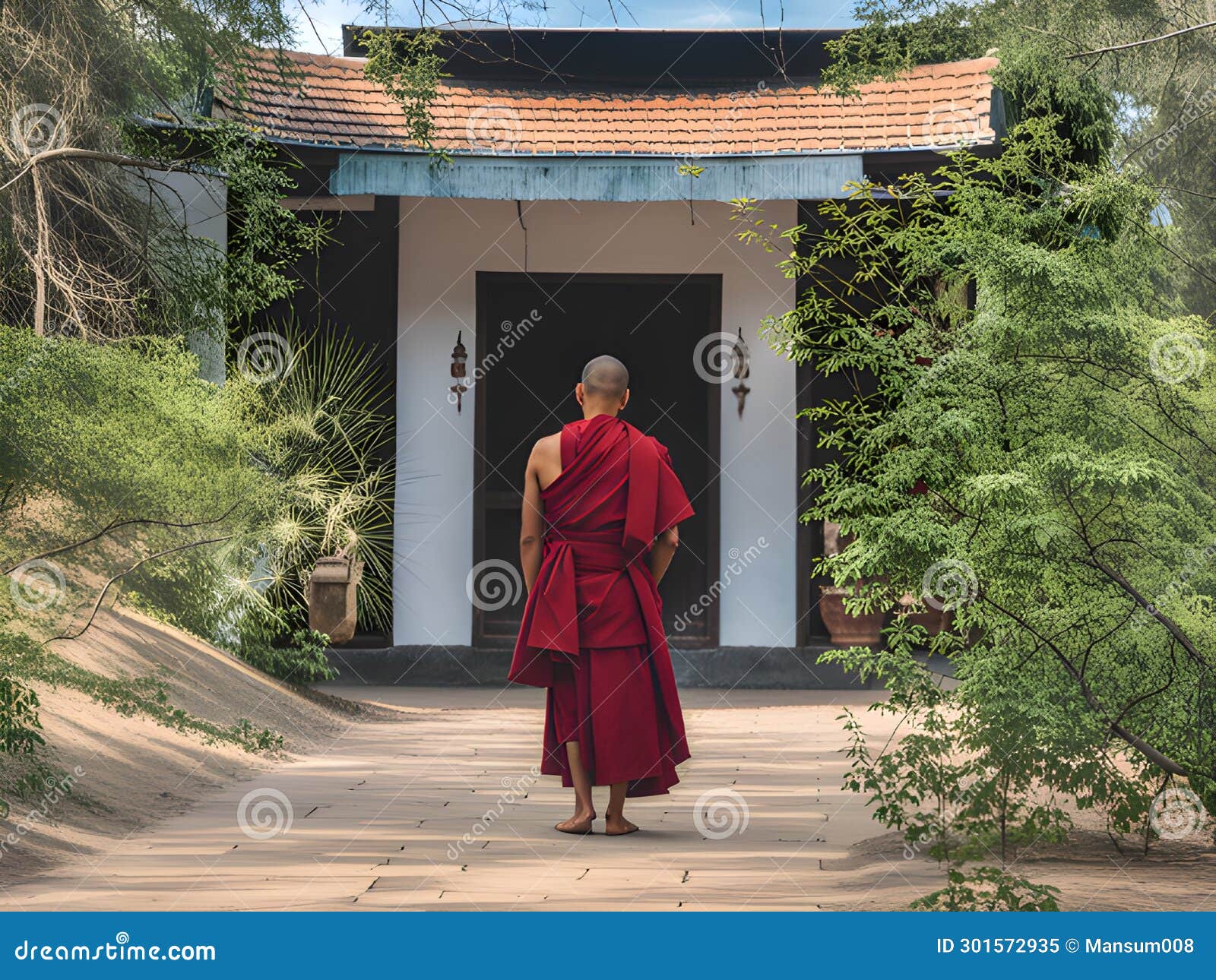 Monk Walk Out Of Temple Pilgrimage The Road To Make Merit In Rur ...