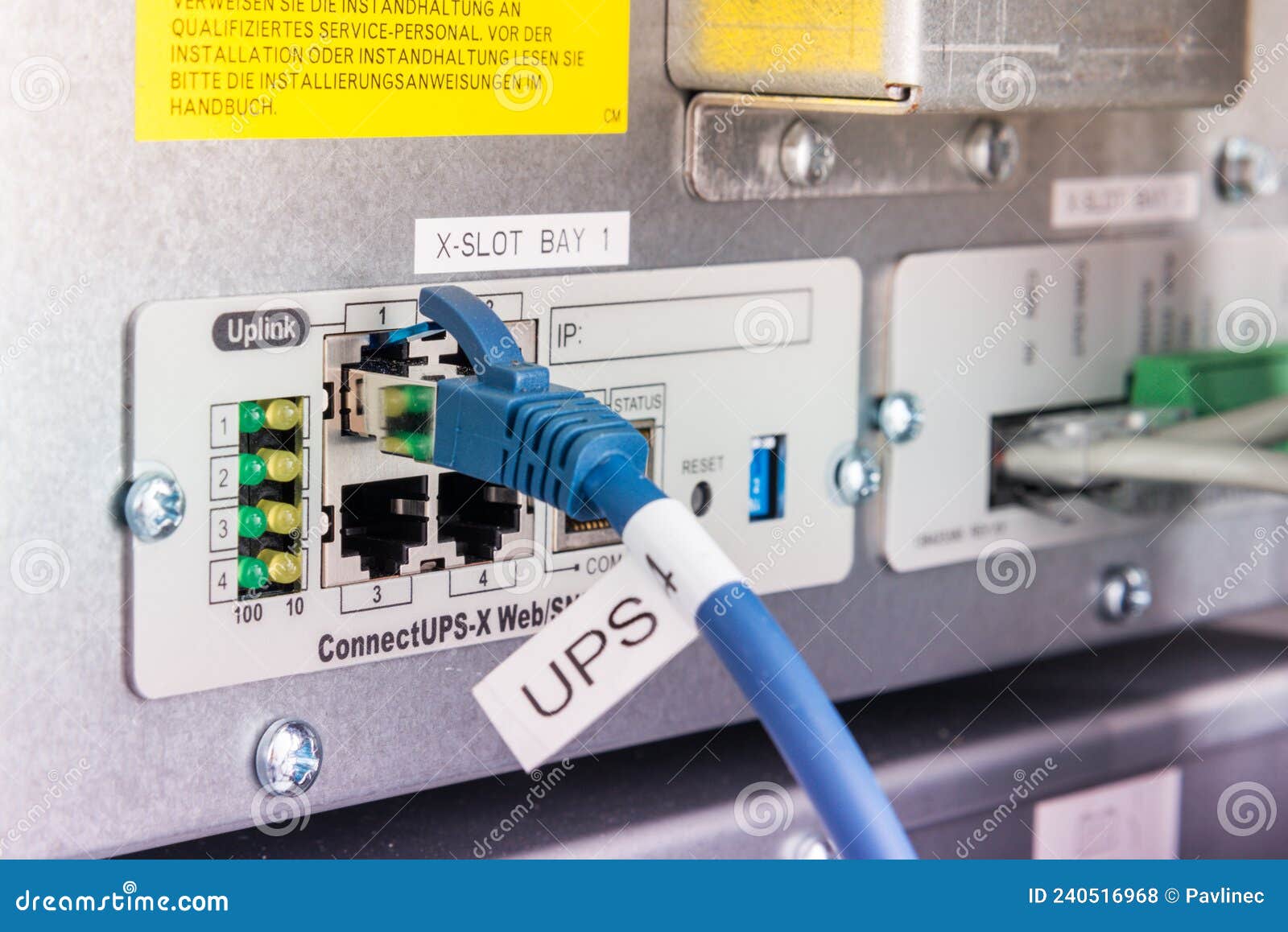 Back Side of a Server with Ethernet Cable Connected in the Slot Stock ...