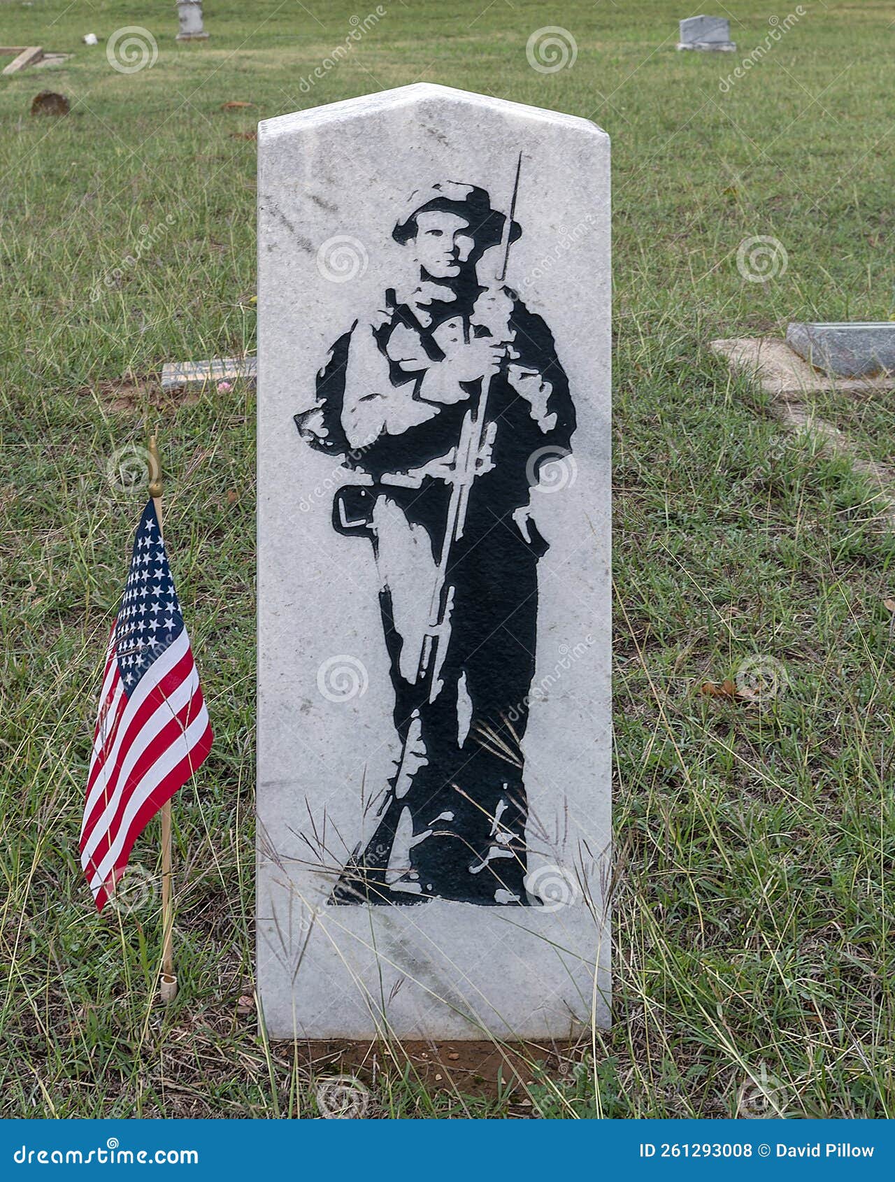 Back Side of a Small Gravestone for Sergeant George T. Johnson in the ...