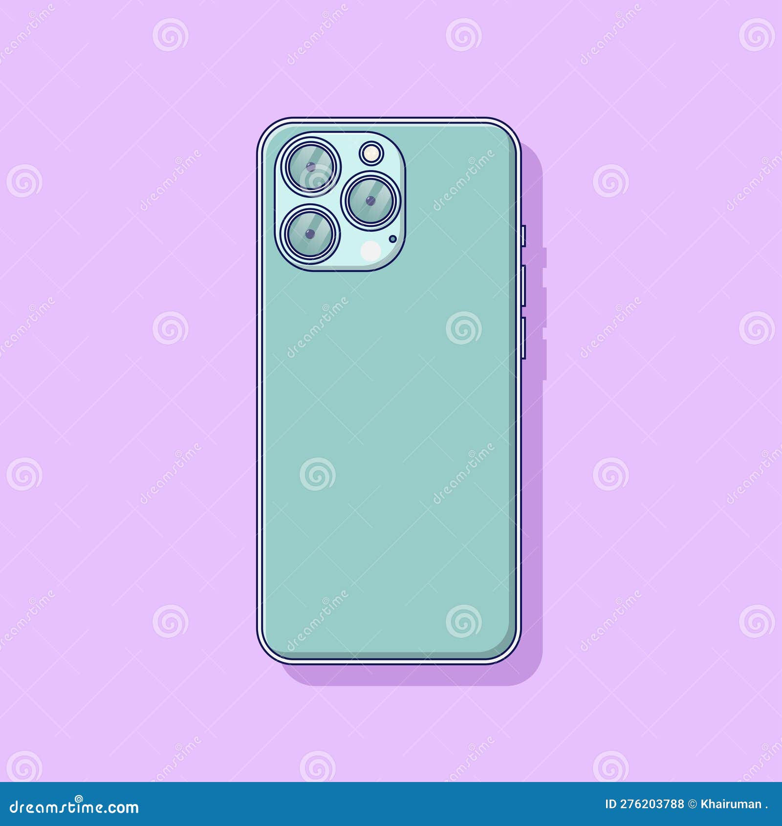 Back Side of Smartphone with Triple Cameras Vector Icon Illustration ...