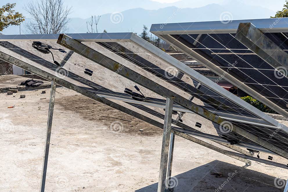 Back Side of a Solar Panels Closeup. Stock Photo - Image of background ...