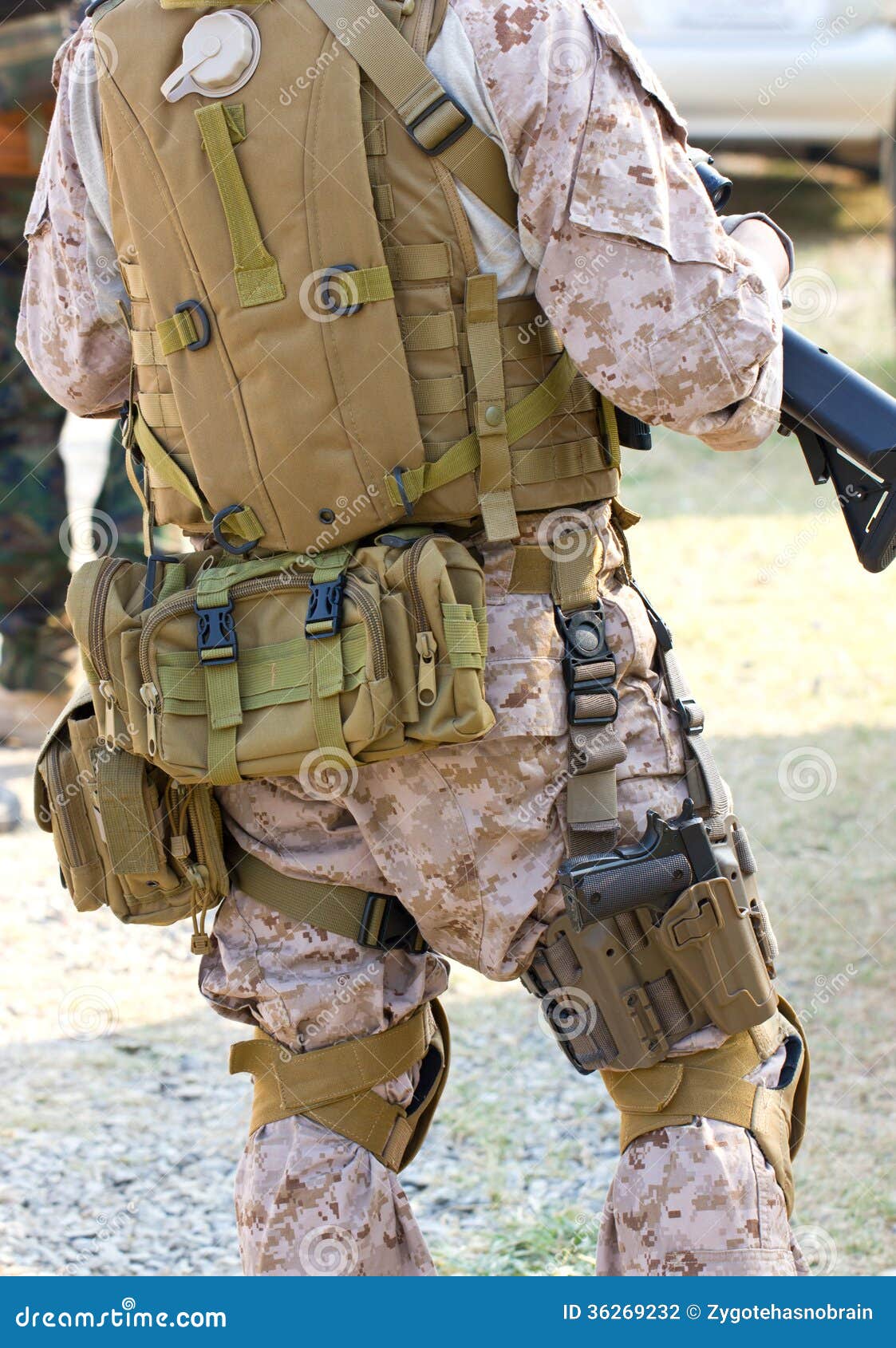 Back Side of a Soldier. stock photo. Image of armed, protection - 36269232