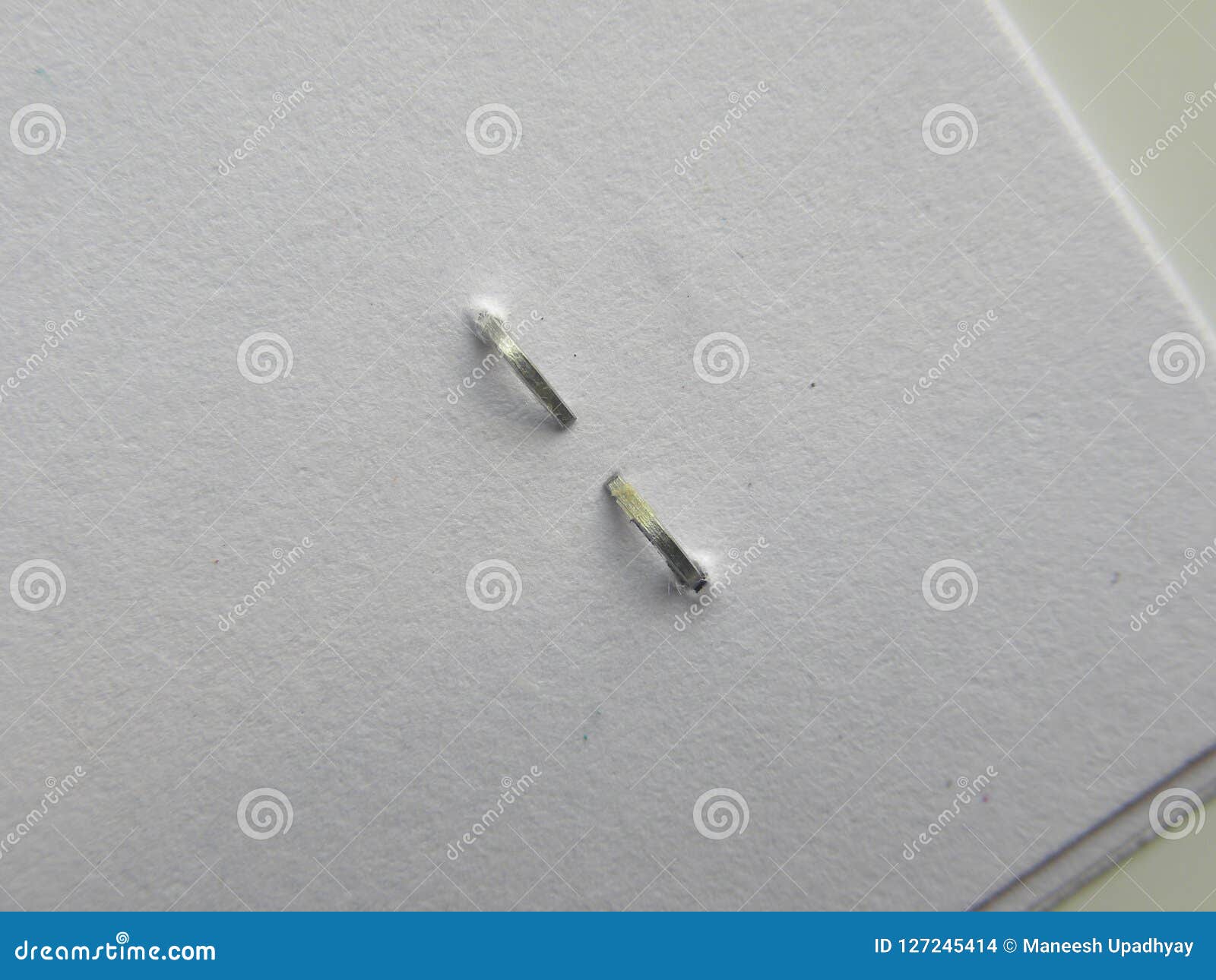 Staple on White Color Paper Stock Photo - Image of pattern, attach ...