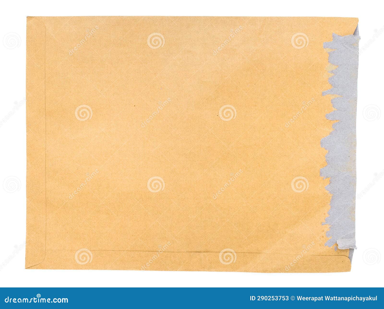 Back Side of a Used Brown Envelope Stock Image - Image of torn, empty ...
