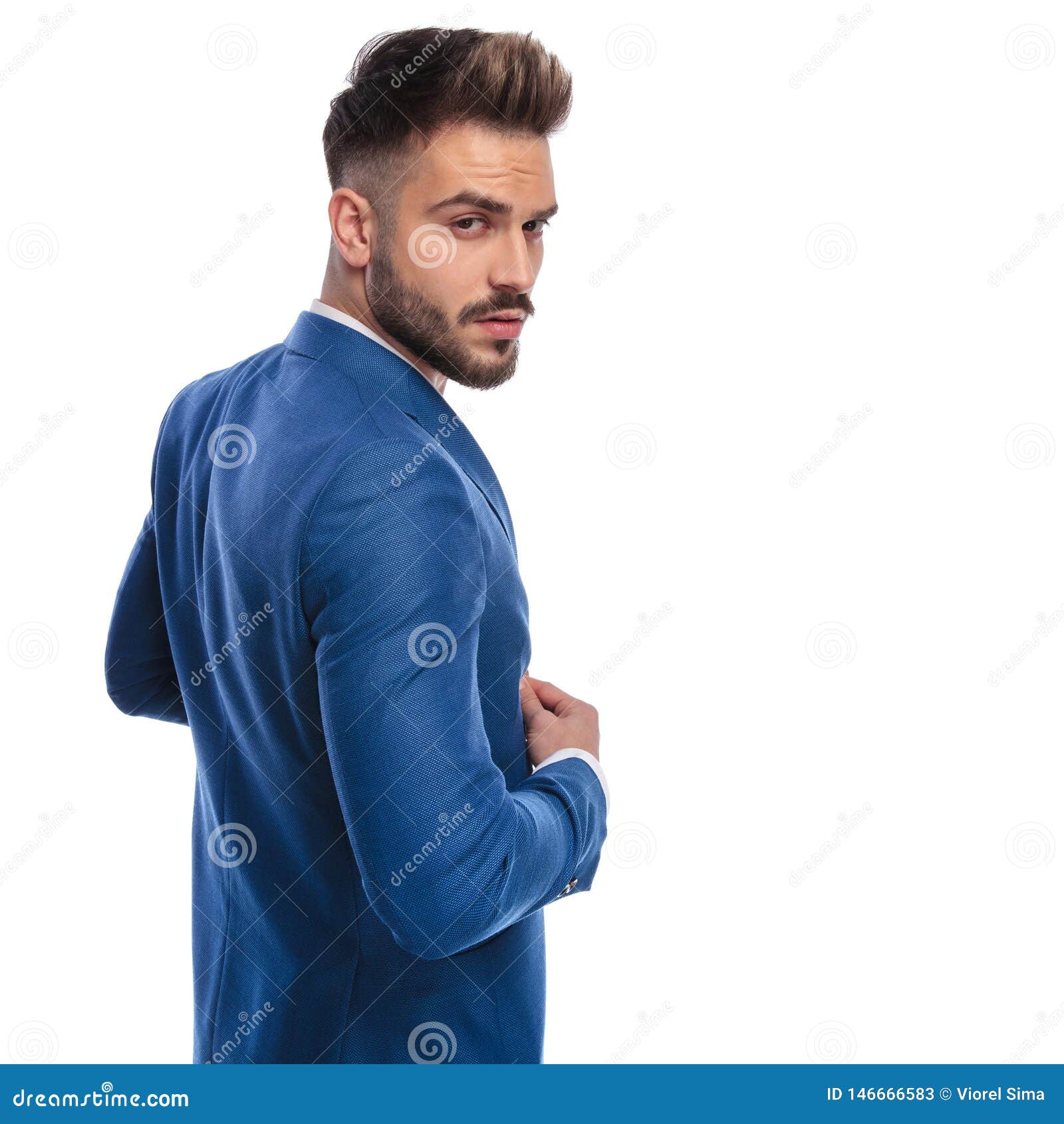 Back Side View of Cool Man Buttoning His Lounge Jacket Stock Image ...
