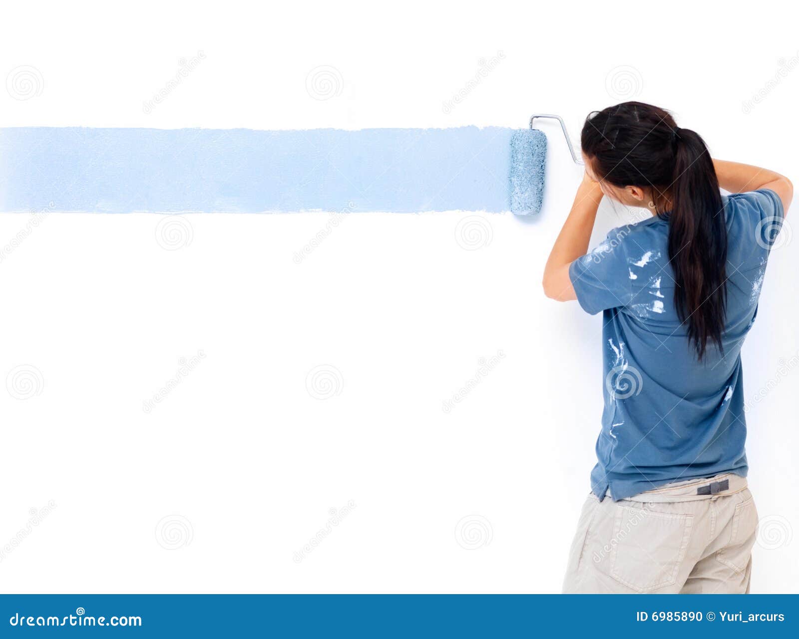 Back Side View of a Lady Painting the Wall Stock Photo - Image of hand ...