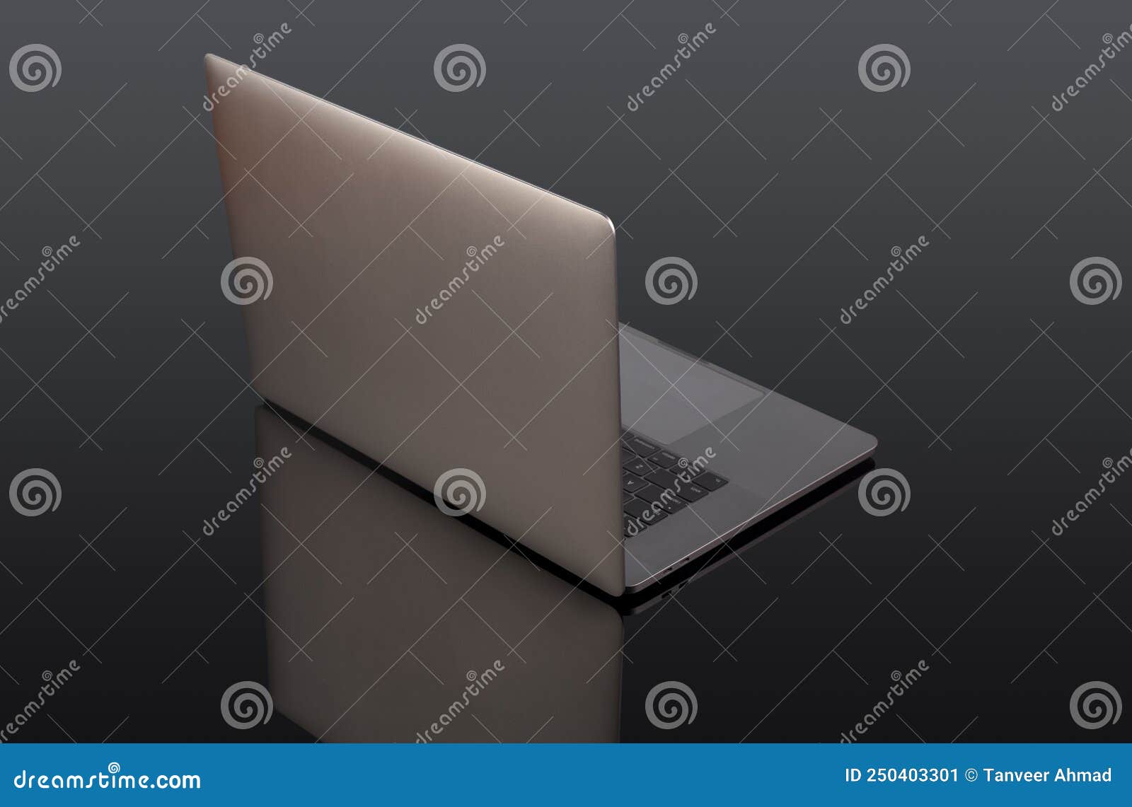 Back Side View of Modern Laptop on Black Office Table Stock Image ...
