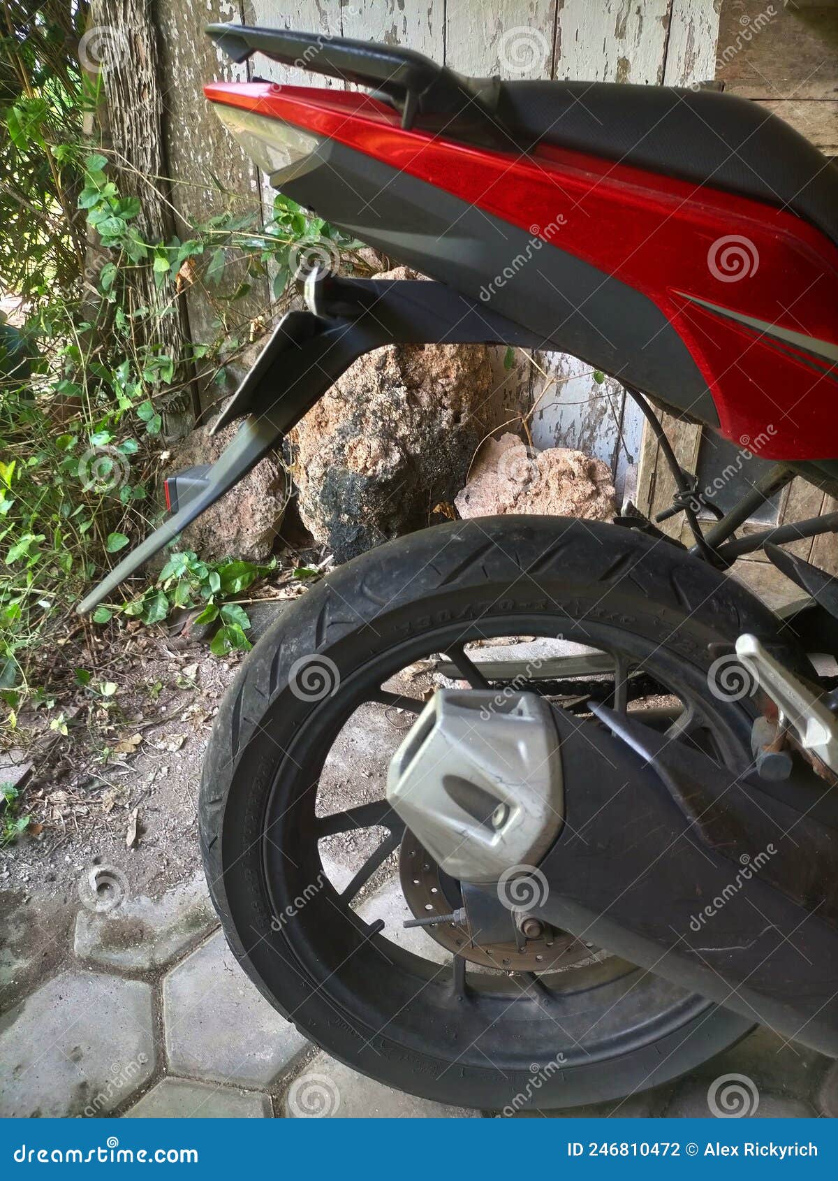 Back Side View of Motor Cycle Stock Photo - Image of vehicle, tarmac ...