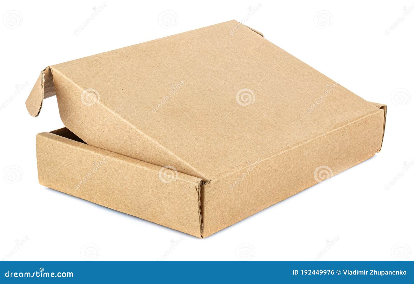 Back Side View of Open Flat Brown Carton Box Isolated on White ...