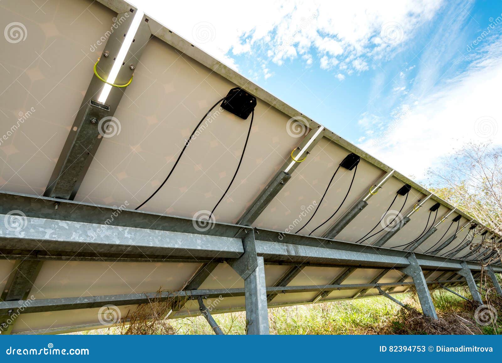 Back Side View Photovoltaics in Solar Power Station Stock Image - Image ...