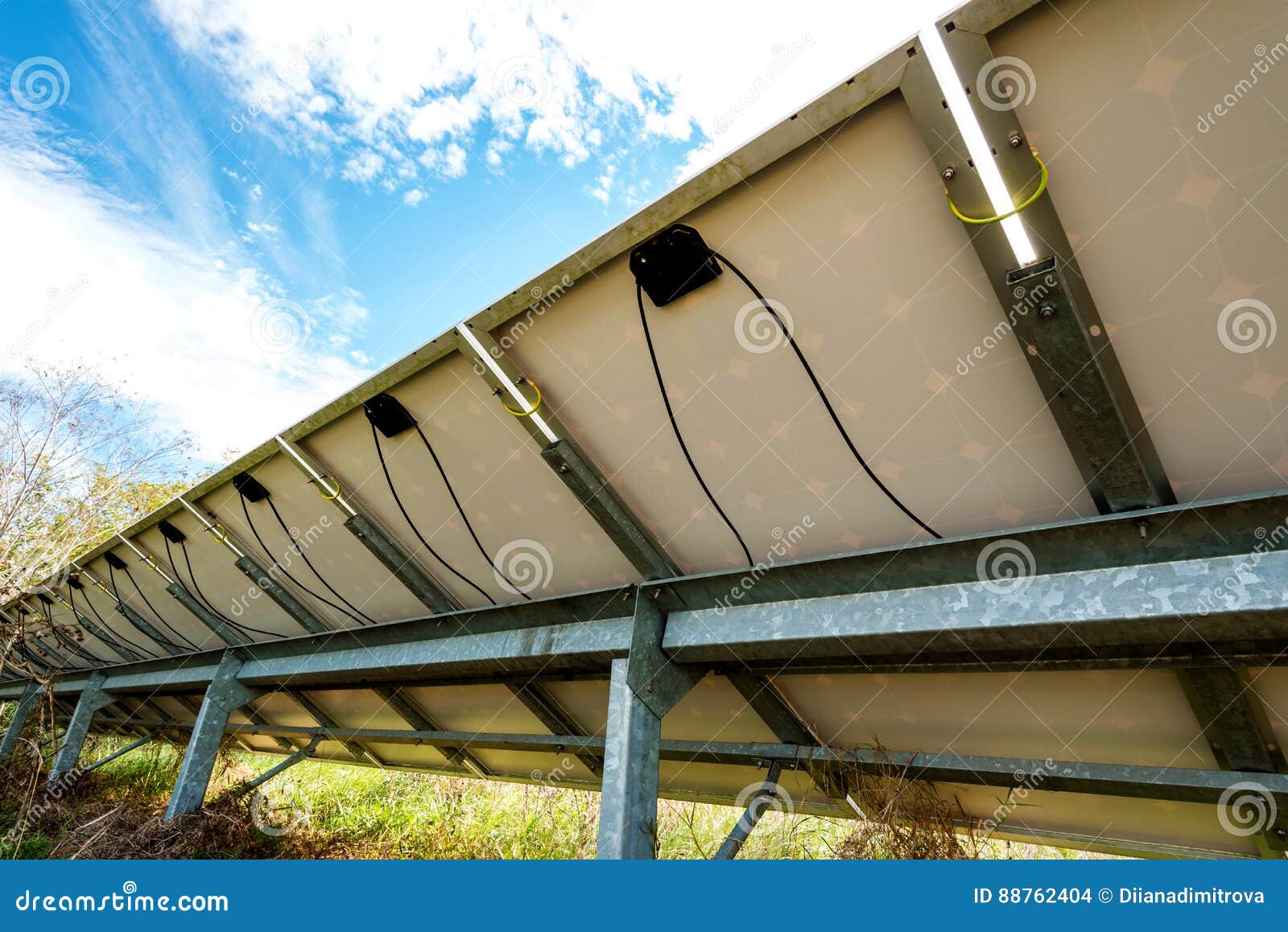Back Side View Photovoltaics in Solar Power Station Stock Photo - Image ...
