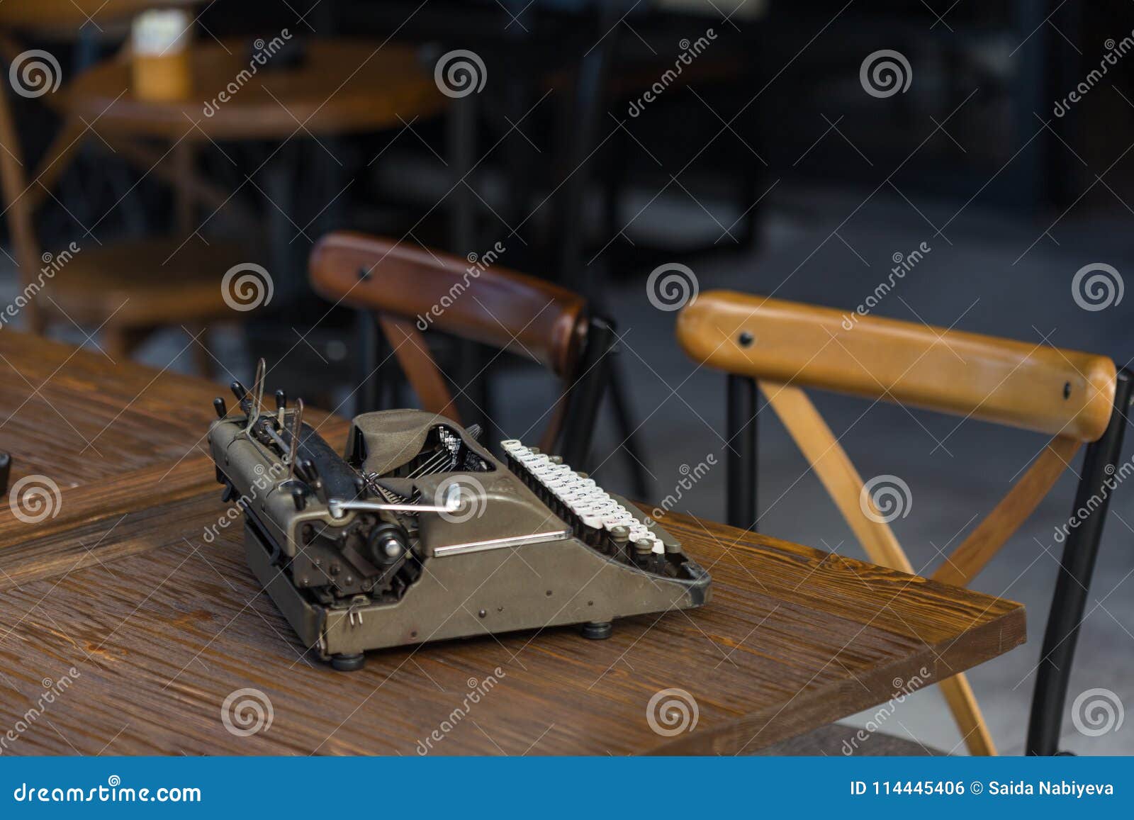 Vintage Typewriter on a Wooden Table Stock Photo - Image of antique ...