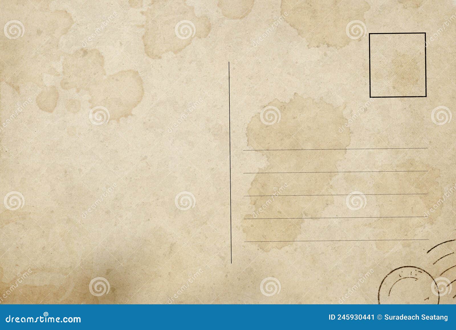 Back Side of Vintage Postcard Stock Image - Image of postal, empty ...