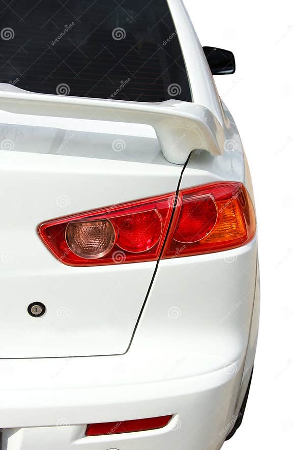 Back Side of White Sport Car Stock Image - Image of macro, backlights ...