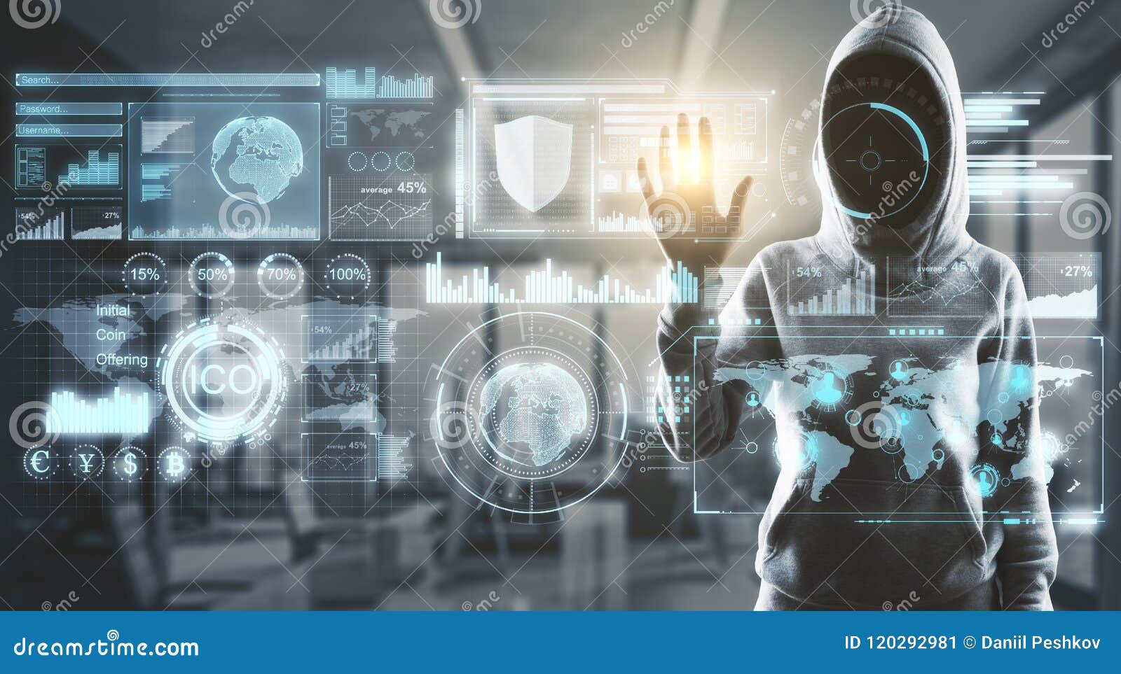 Hacker in cyberspace stock image. Image of blackmail - 120292981