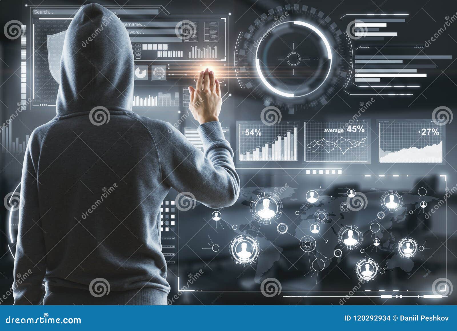 Hacker in cyberspace stock photo. Image of hood, informant - 120292934