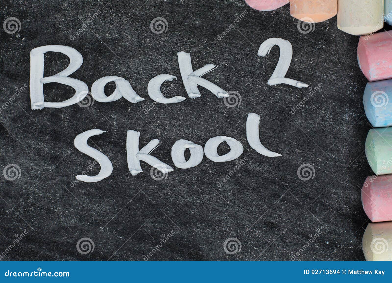 Back 2 Skool Concept with a Slate and Chalk Stock Photo - Image of term ...