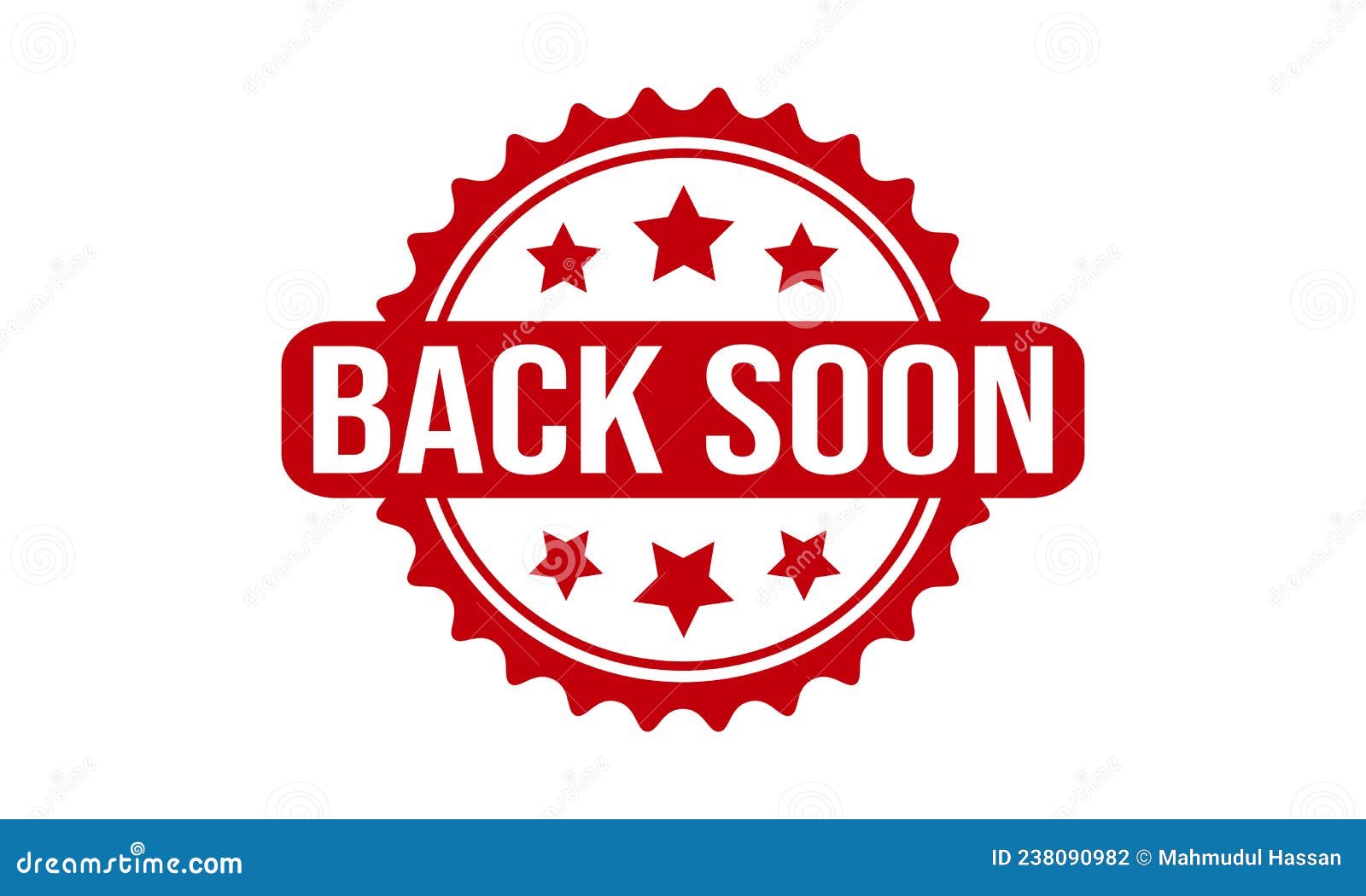 Back Soon Rubber Stamp. Red Back Soon Rubber Grunge Stamp Seal Vector ...