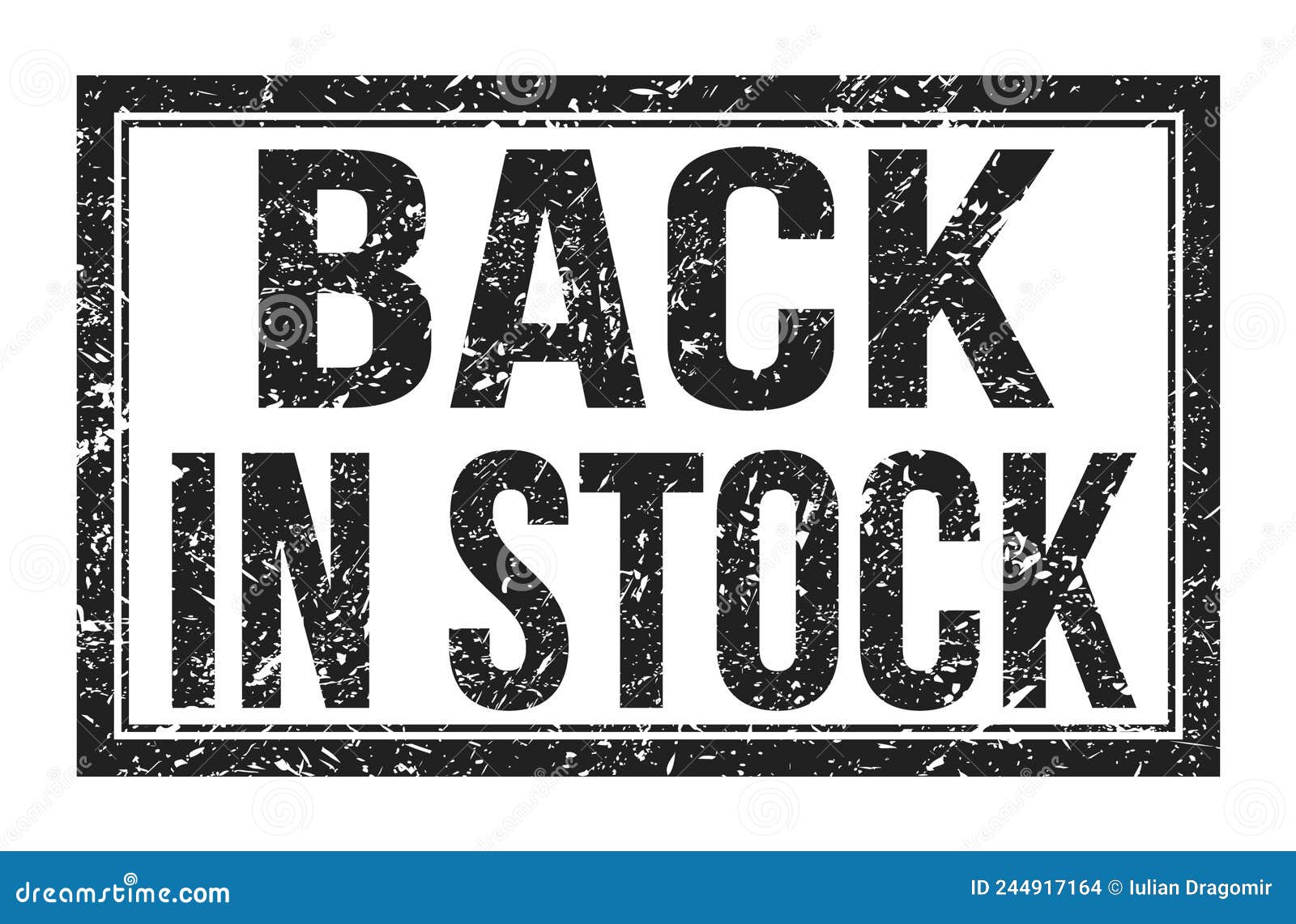 BACK in STOCK, Words on Black Rectangle Stamp Sign Stock Illustration ...