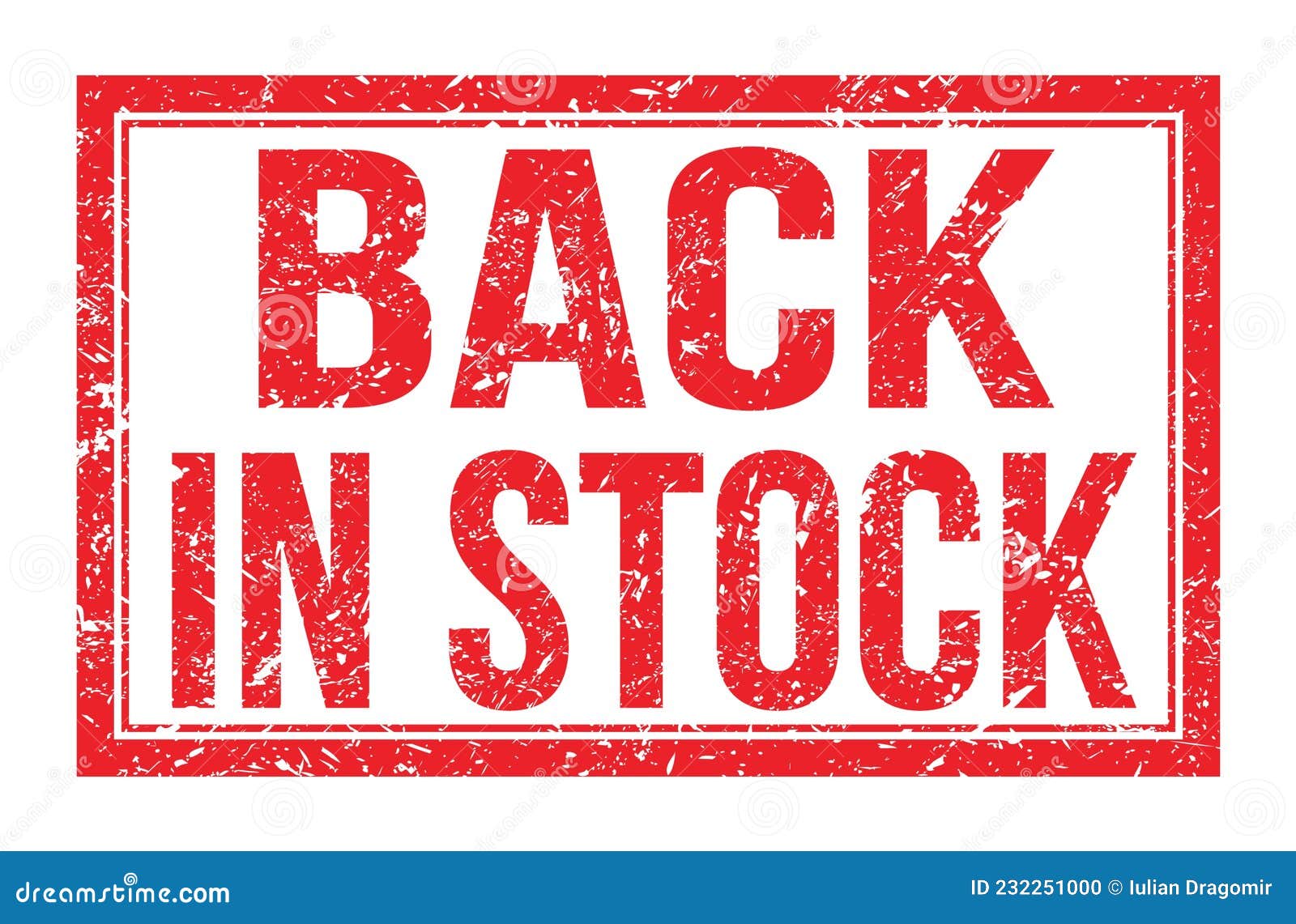 BACK in STOCK, Words on Red Rectangle Stamp Sign Stock Illustration ...