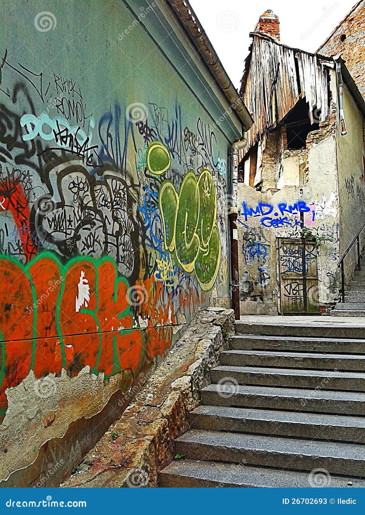 Back street stock image. Image of stairs, graffiti, backstreet - 26702693