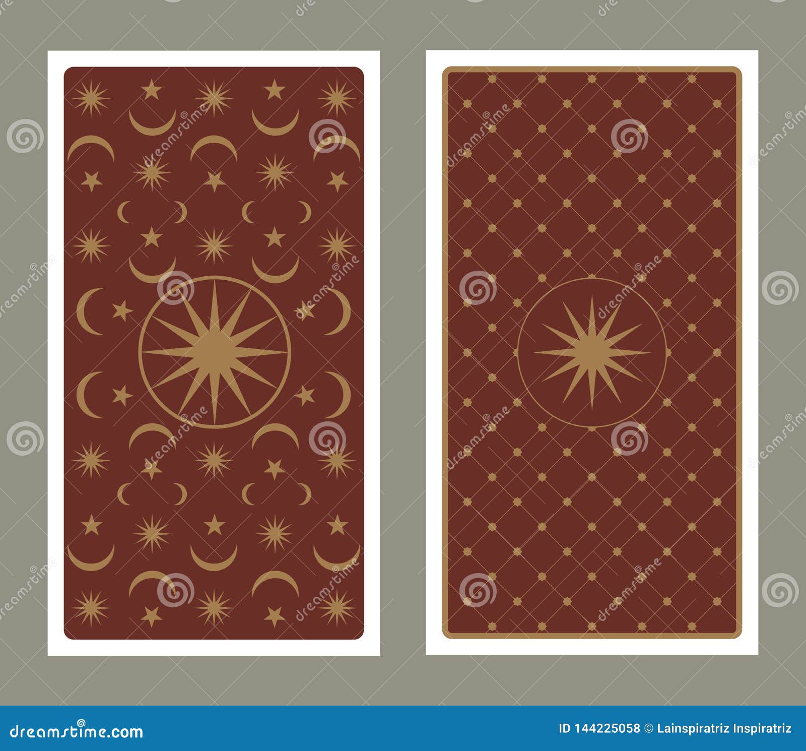 Back Of Tarot Card Decorated With Stars, Sun And Moon. Esoteric ...